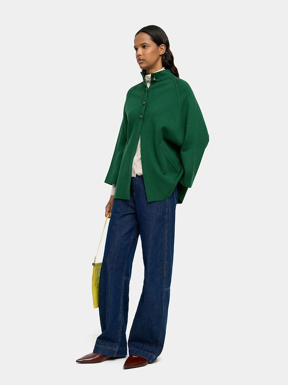 KNIT MESH PONCHO WITH HIGH NECK