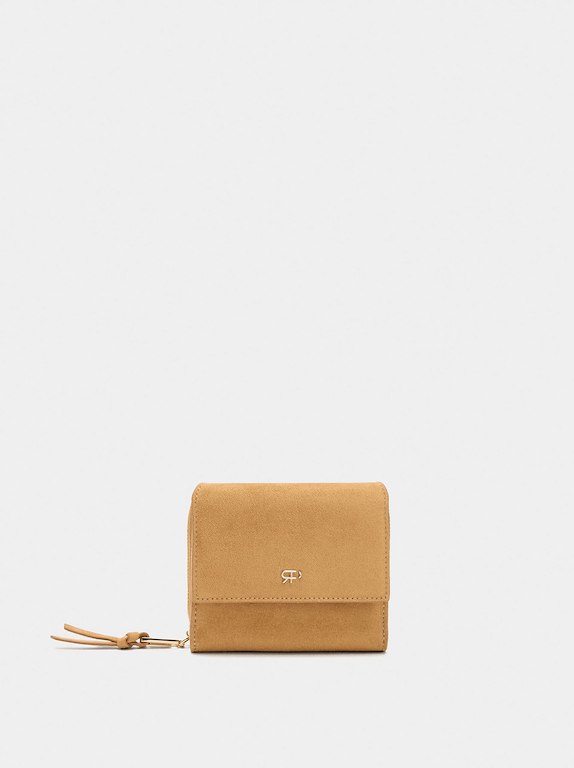 SUEDE-EFFECT WALLET WITH FLAP
