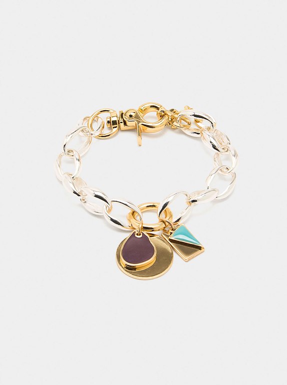 BRACELET WITH DANGLING LINKS WITH ENAMEL