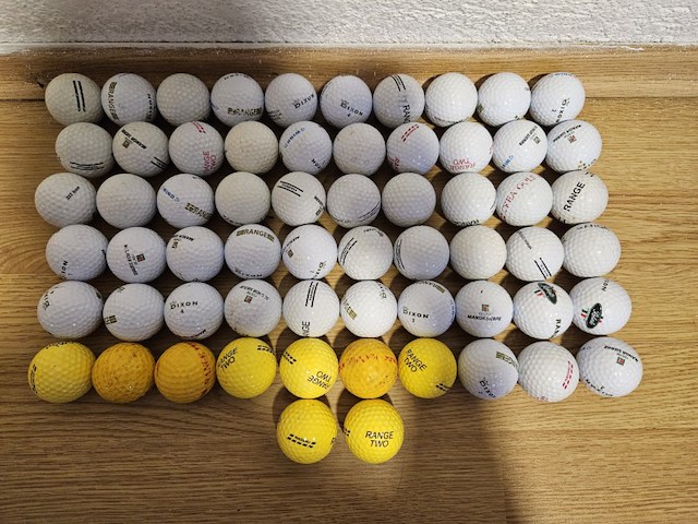 Loptice za Golf RANGE Dixion 1 2 3 4 bele zute 62kom