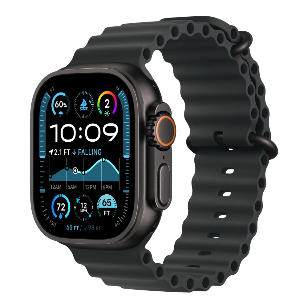 Apple Watch Ultra 3 Cellular 49mm Black Titanium Case with Black Ocean Band, (mf0j4se/a)