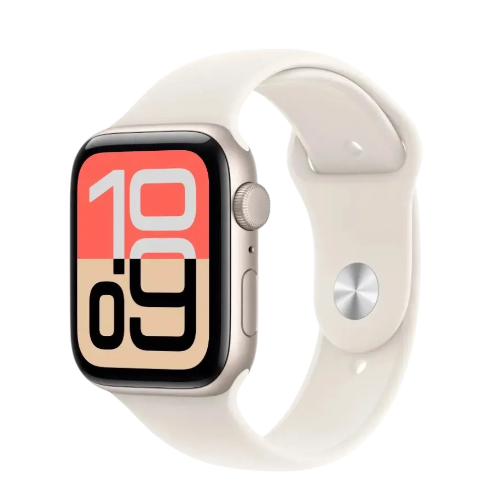 Apple Watch SE 3 GPS 44mm Starlight Aluminium Case with Starlight Sport Band – S/M, (mehg4rk/a)