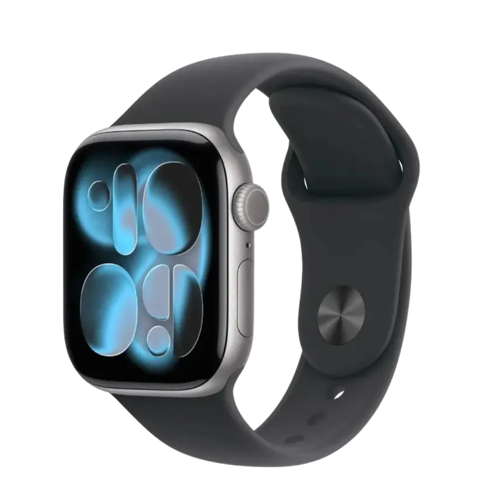 Apple Watch S11 GPS 46mm Space Grey Aluminium Case with Black Sport Band – M/L, (mev44rk/a)