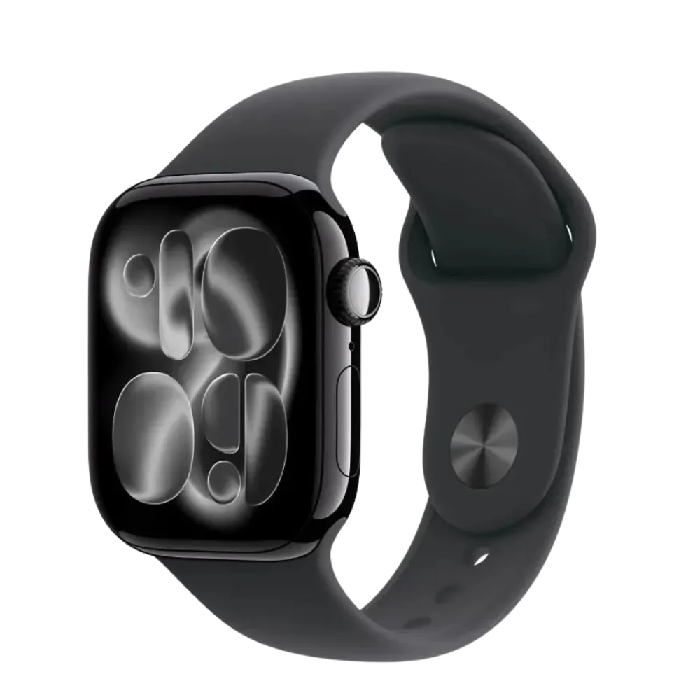 Apple Watch S11 GPS 46mm Jet Black Aluminium Case with Black Sport Band – M/L, (meux4rk/a)