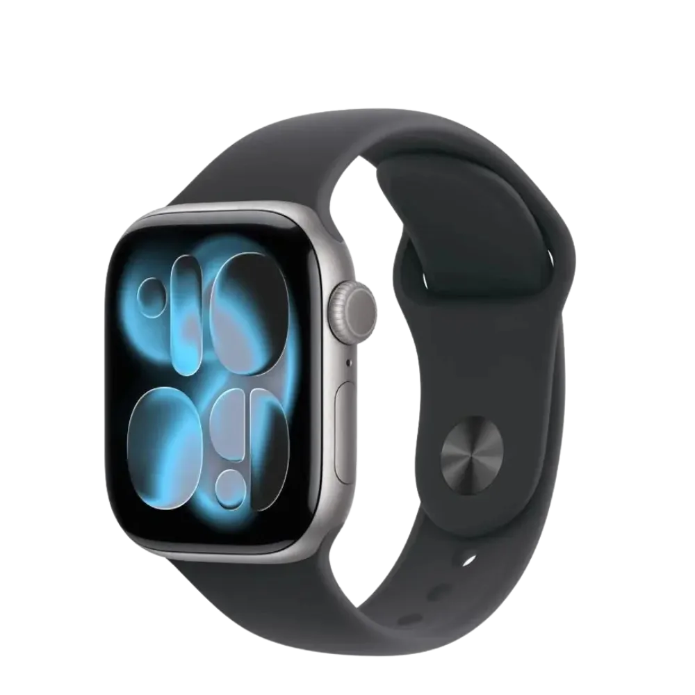 Apple Watch S11 GPS 42mm Space Grey Aluminium Case with Black Sport Band – S/M, (meqw4rk/a)