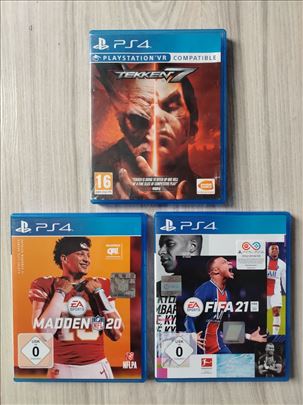 Tekken 7, Fifa 21, Madden 20 igrice za ps4