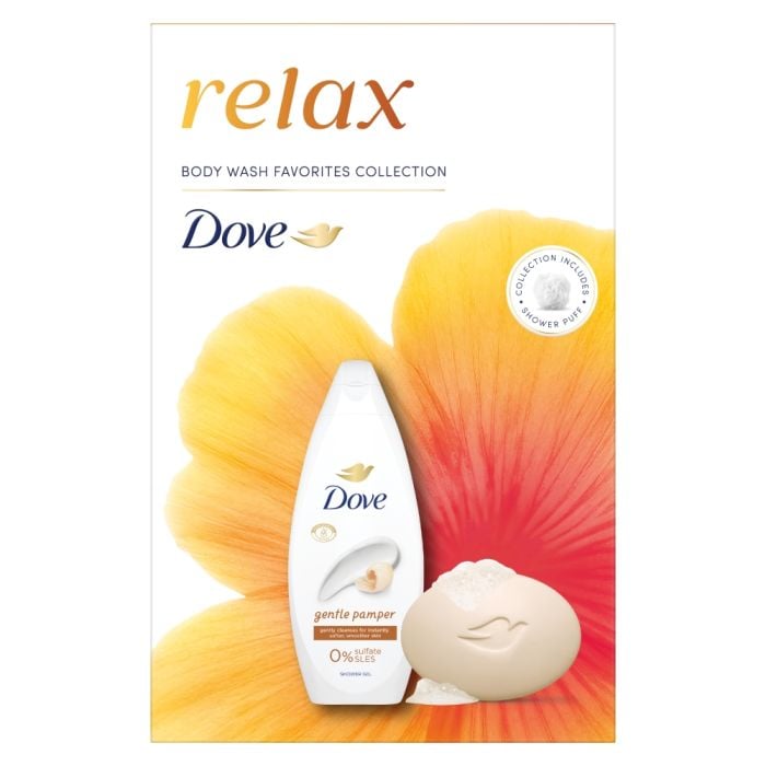 Dove Relax poklon set (Gel+sapun+pufna)