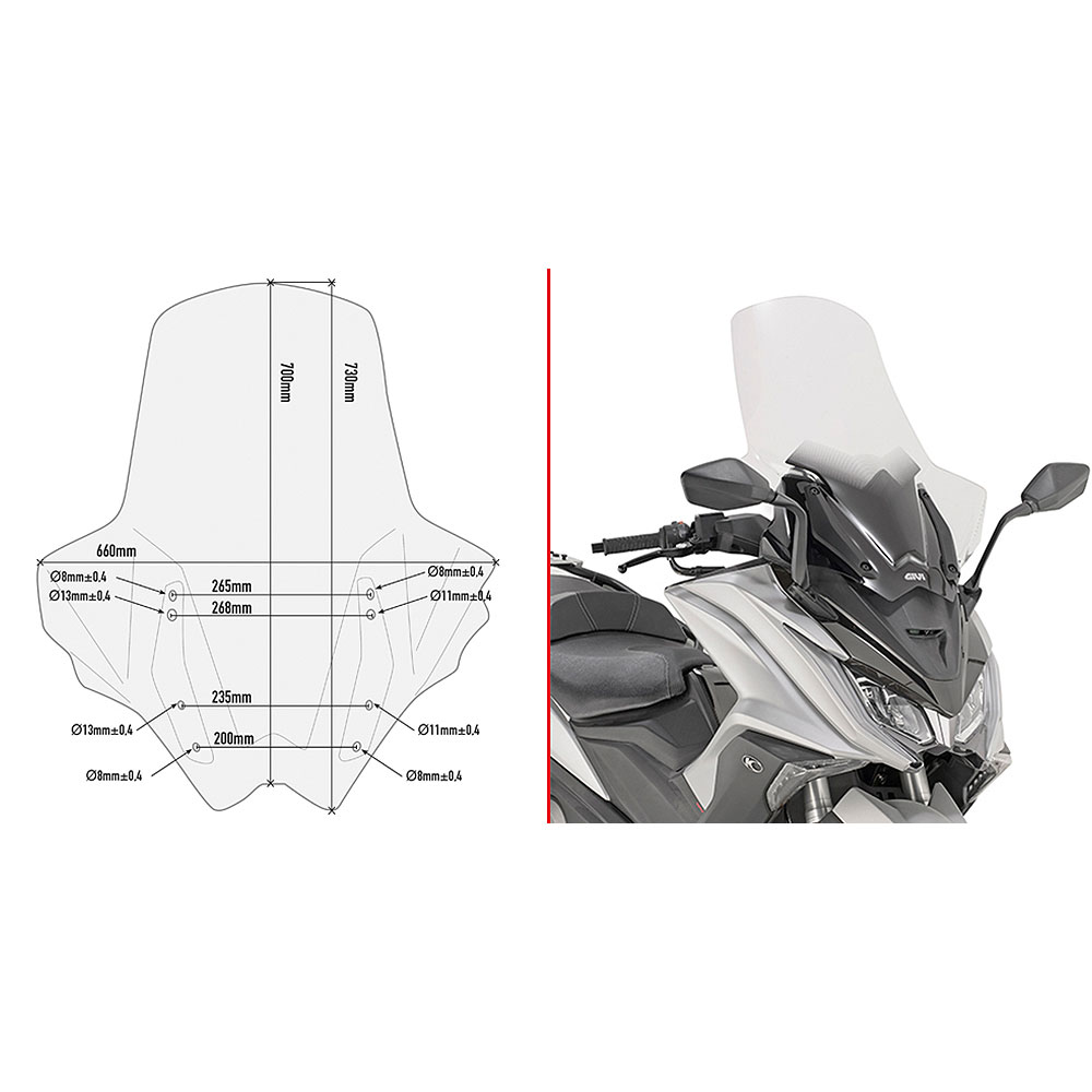 GIVI D6110ST Vizir providni Kymco AK 550 (17-24)