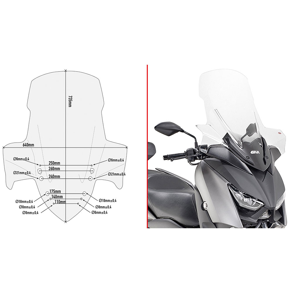 GIVI D2136ST Vizir providni povišeni Yamaha X-MAX 300 (17-22)