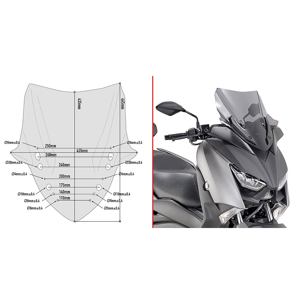 GIVI D2136S Vizir zatamnjeni Yamaha X-MAX 300 (17-22)
