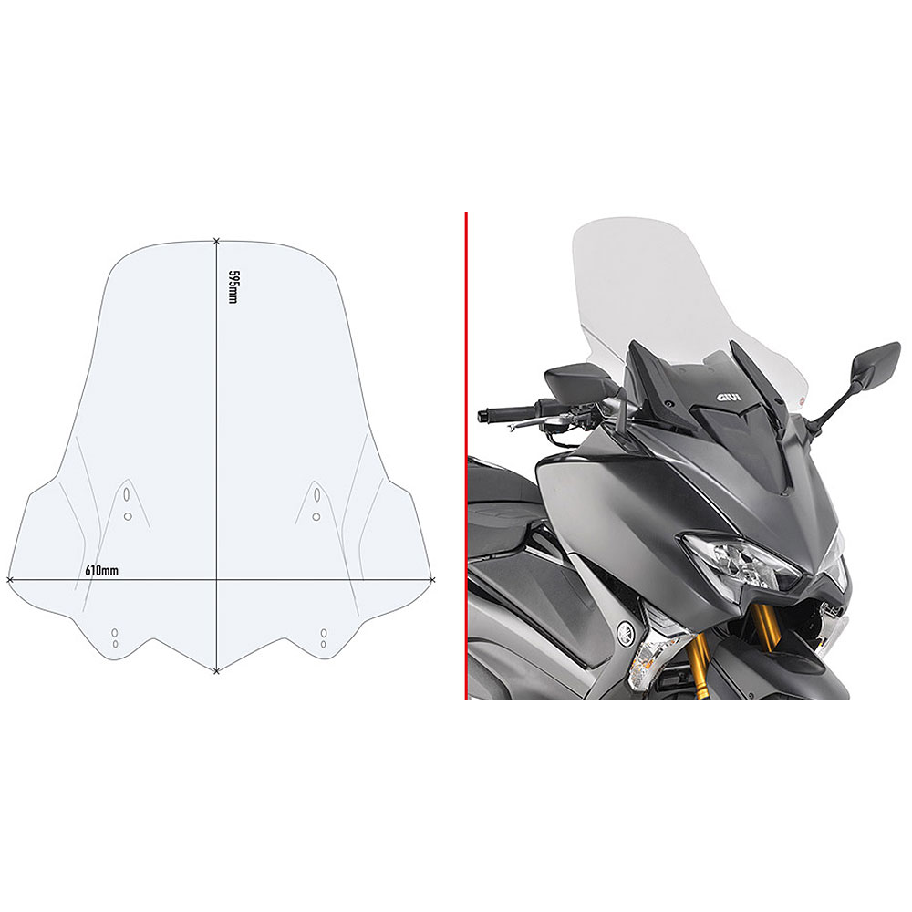 GIVI D2133ST Vizir providni povišeni Yamaha T MAX 530 (17-19) / T MAX 560 (20-21)