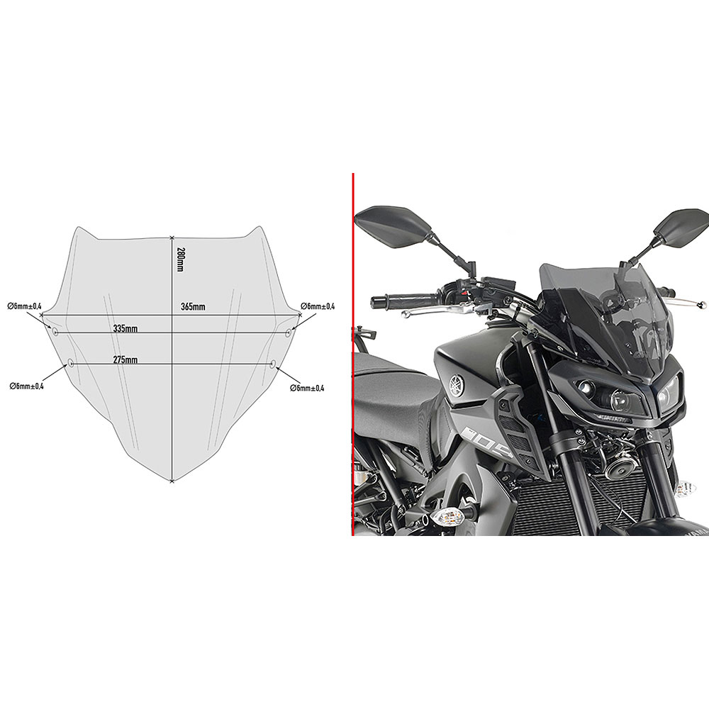 GIVI A2132 Vizir zatamnjeni Yamaha MT09 (17-20)