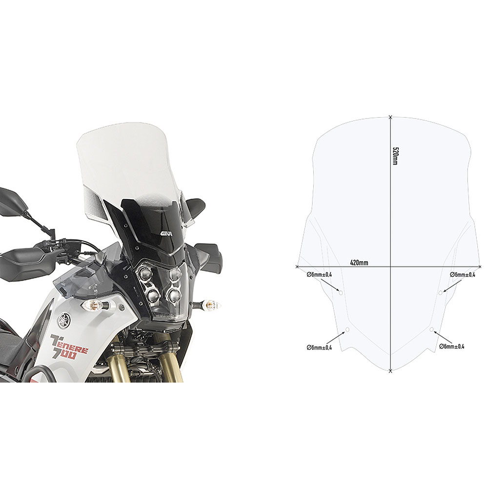 GIVI D2145ST Vizir providni povišeni Yamaha Tenere 700 (19-24)