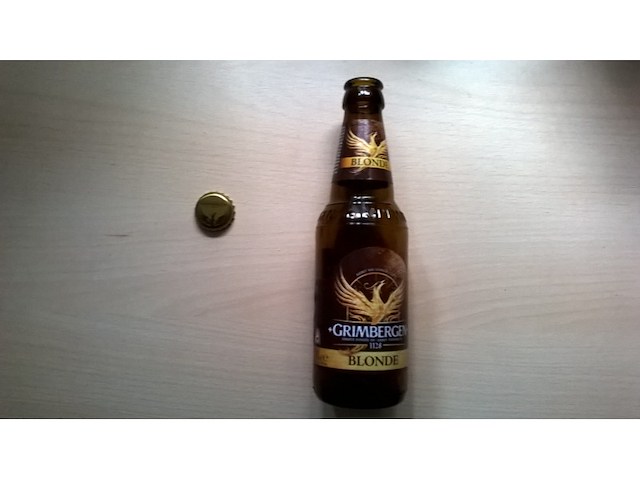 Prazna flaša GRIMBERGEN blonde piva 330ml sa čepom