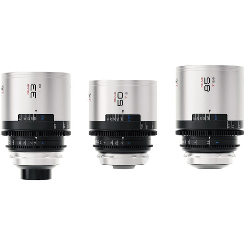 BLAZAR Remus-M 1.5x Full-Frame Anamorphic 33/50/85mm 3-Lens Set Silver Flare (Sony E-mount)