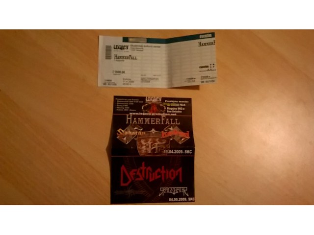 Ulaznica HAMMERFALL 11.04.2009.+ flajer
