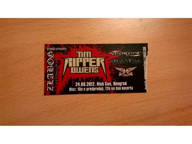 Ulaznica TIM RIPPER OWENS 24.09.2012.