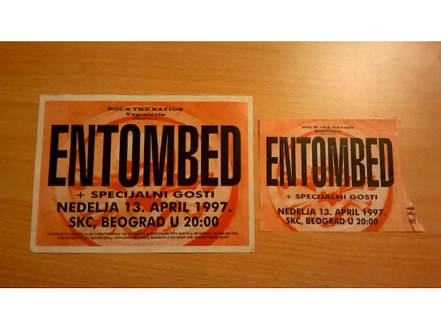 Ulaznica ENTOMBED 13.04.1997. SKC + flajer