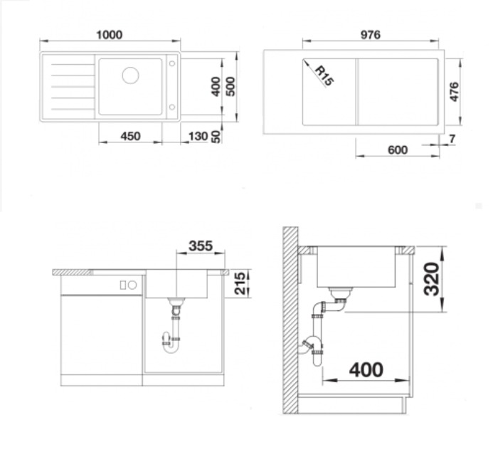 Blanco sudopera ANDANO XL 6S-IF LH 523000