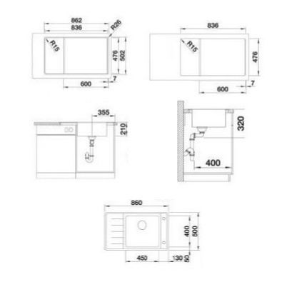Blanco sudopera ANDANO XL 6S-IF COMP LH 523002