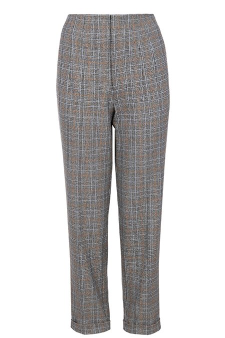 Ženske karirane pantalone dubokog struka