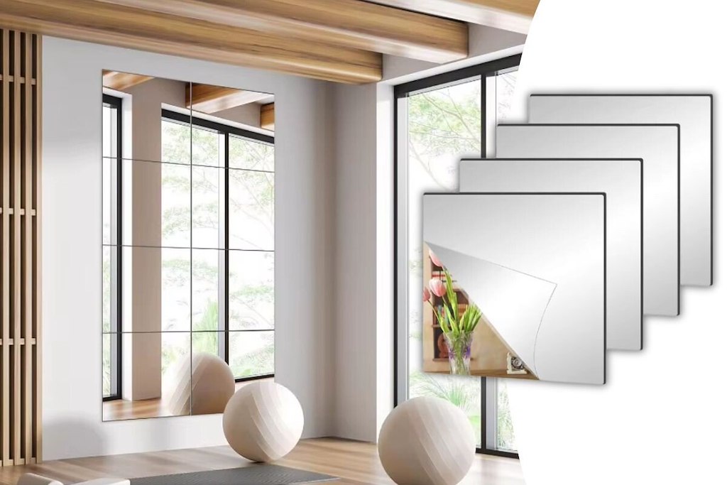 Samolepljiva ogledala ClarityMirror sa HD jasnoćom, 4 komada, 30×30 cm    Bez bušenja