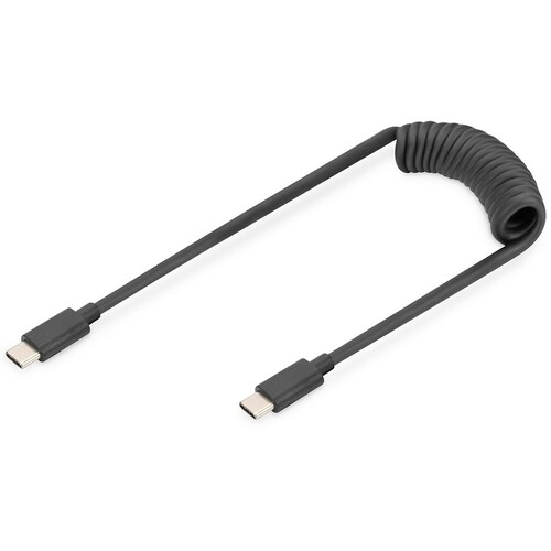 DIGITUS Spiralni kabl USB-C na USB-C 2.0 32-100cm crni