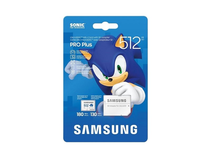 SAMSUNG MICROSDXC + SD ADAPTER, 512GB, PRO PLUS SONIC THE HEDGEHOG (MB-MD512SA/LC1)