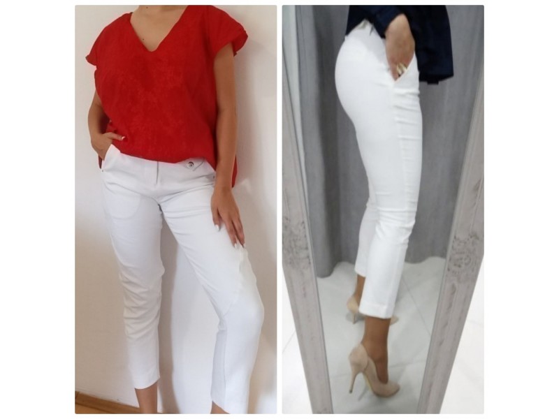Pantalone bele sa elastinom 40 vel