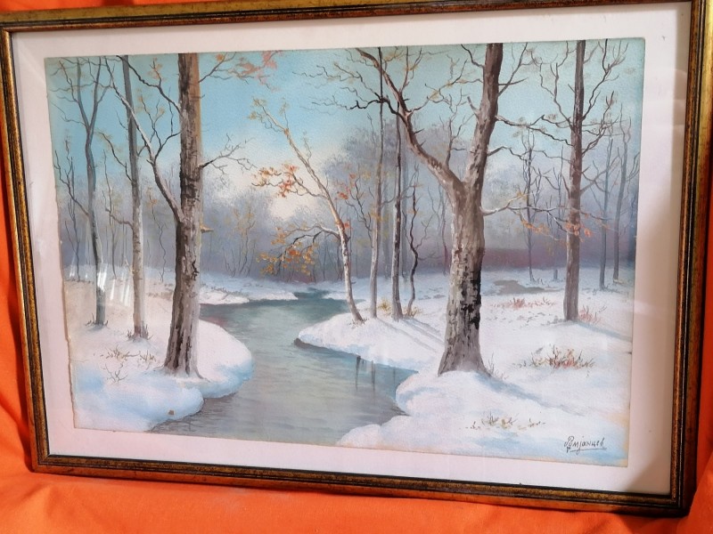 BORIS RUMJANCEV - ZIMA 45 X 35 ulje na kartonu