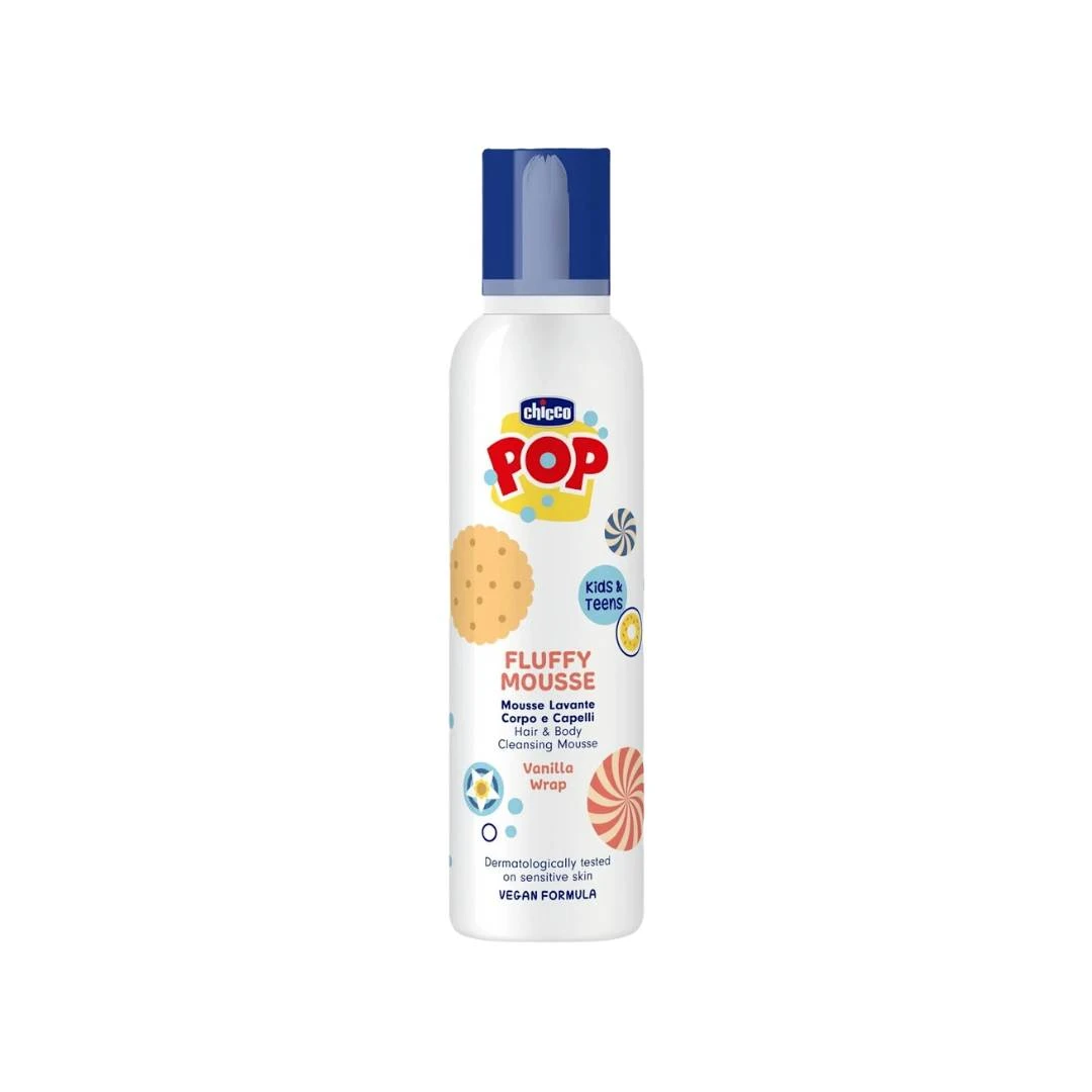 Chicco® POP Fluffy Mousse Vanilla Wrap 2u1 Pena za Kupanje i Pranje Kose Vanila 200 mL