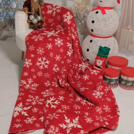 Dekordom 25164a Ćebe eco blanket 150x200 - red snowflake ( 025370 )