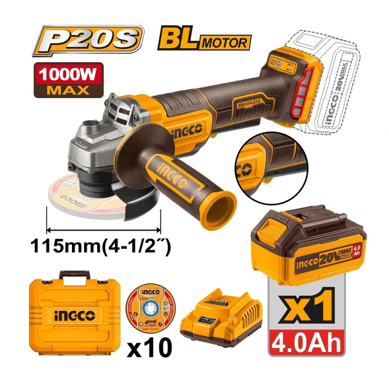 Akumulatorska ugaona brusilica 1000W SUPER INGCO CAGLI2111561