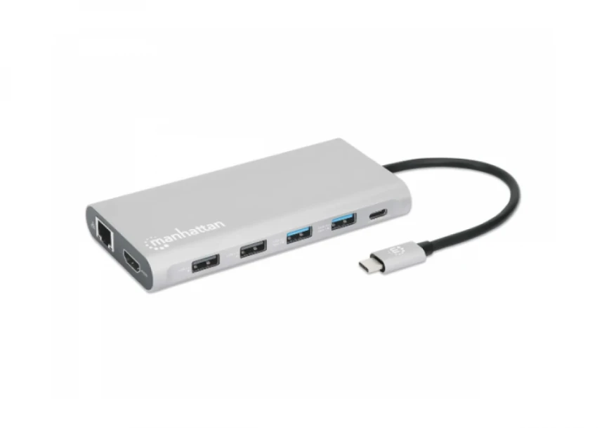 Docking station Manhattan 130660 12in1 USB-C - 3xHDMI/4xUSB/LAN/CR/PD 100W