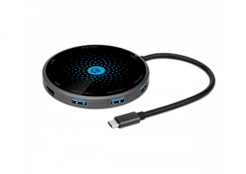 Docking station Manhattan 166560 8in1 USB-C - HDMI/3xUSB/CR/PD 60W/bež. punjač