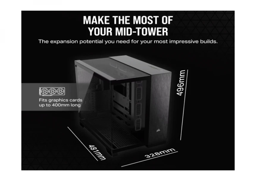 Kucište CORSAIR 6500X Mid-Tower/dve komore/kaljeno staklo/bez napajanja/crna/obsidijan aluminijum
