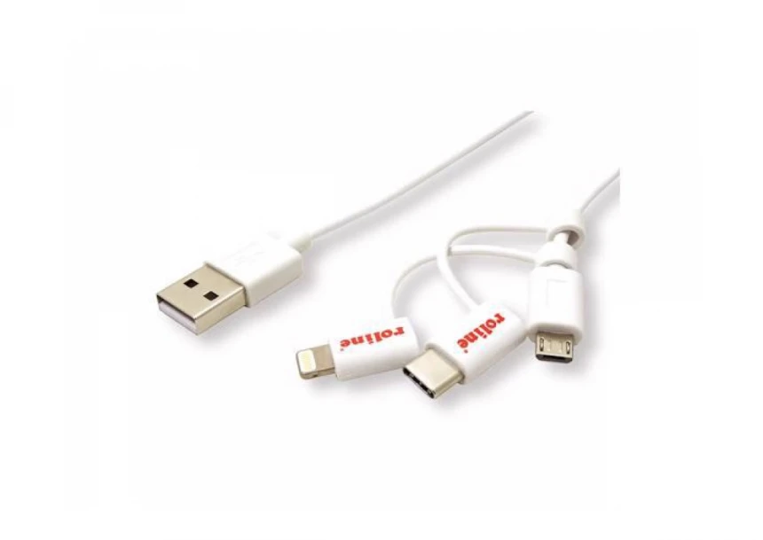 Secomp Roline USB 2.0 Charge & Sync A micro B + 8 pin + C m/m 1.0m