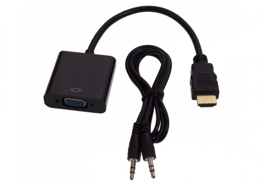 Adapter-konvertor HDMI (M) - VGA (F) + Audio kabl 3.5mm crni