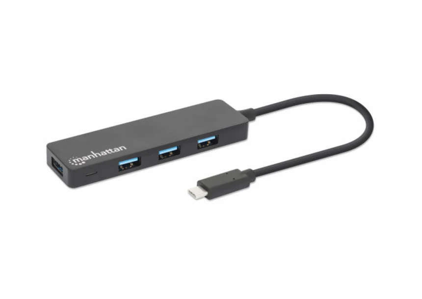 USB-C HUB 4port Manhattan 164924 3.2 G1/5Gbps/Crni