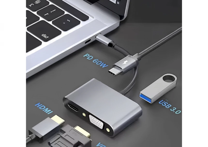 4u1 USB HUB, HDMI+USB-A+VGA i USB-C(PD) HUB-USBC1/4
