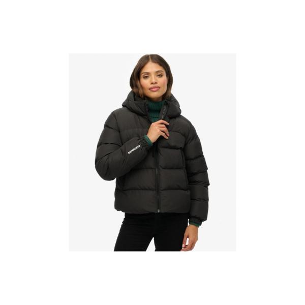 Superdry-Crna ženska jakna HOODED SPORTS PUFFER JACKET