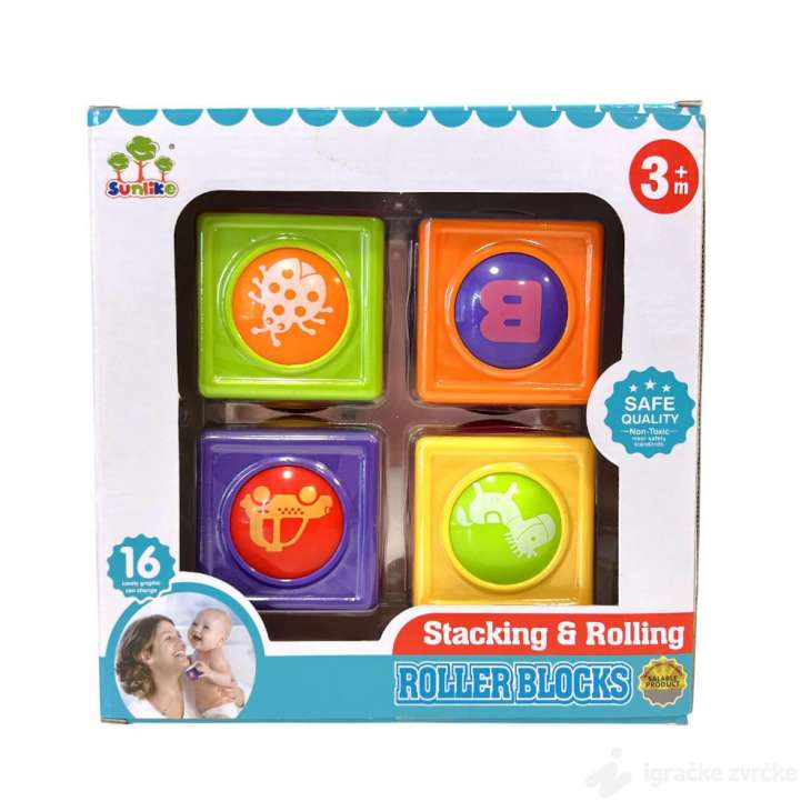 Kocke za bebe sa lopticom ROLLER BLOCKS