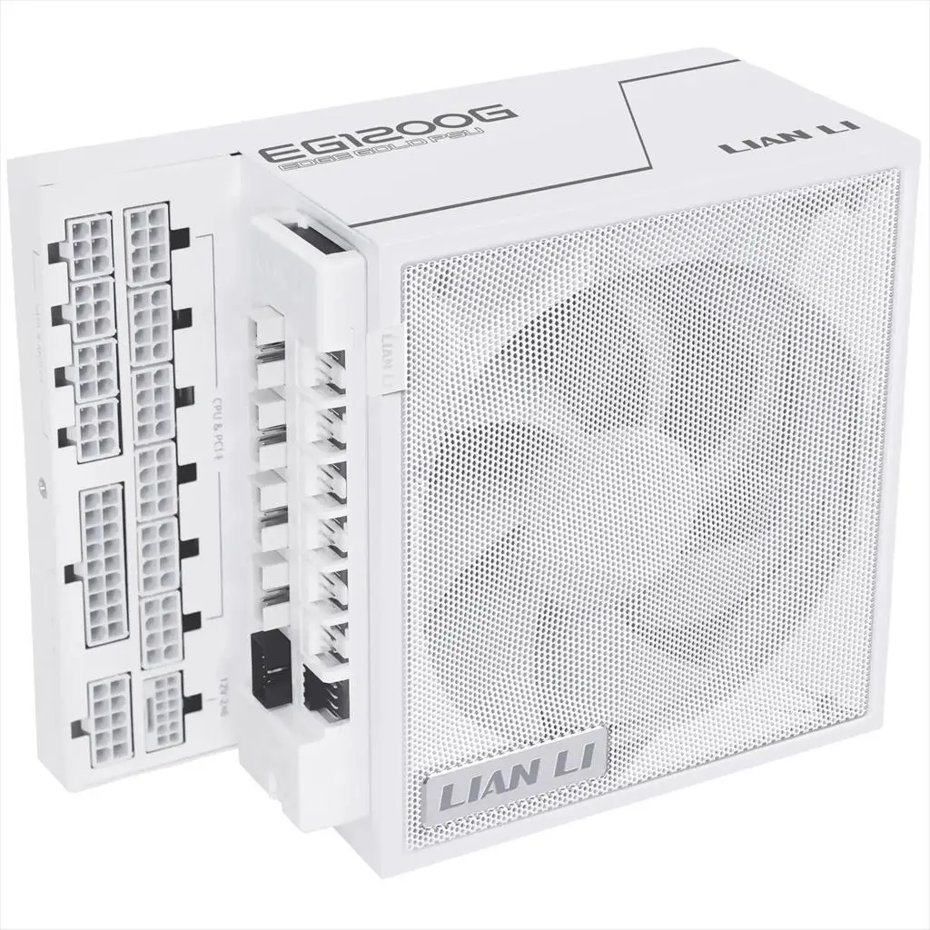 Lian Li napaјanje 1200W Edge EG1200G 80+ zlatnih Pcie 5.1 (L-oblik, sa 4 USB 2.0 konektora), potpuno modularno, belo