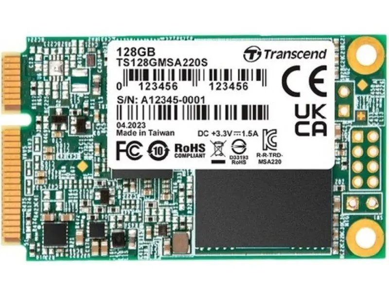 Transcend SSD TS128GMSA220S, 128GB, mSATA, SATA III, 3D NAND, 220S Series
