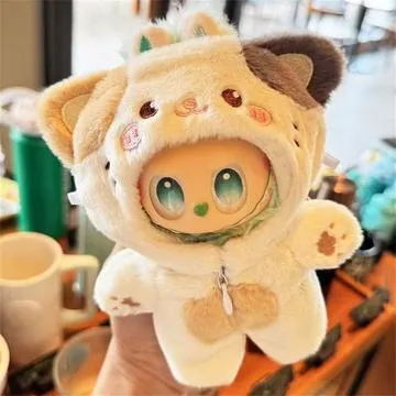 PLUSH ANIMAL THEMED HOODED JUMPSUIT FOR LABUBU DOLL 17CM