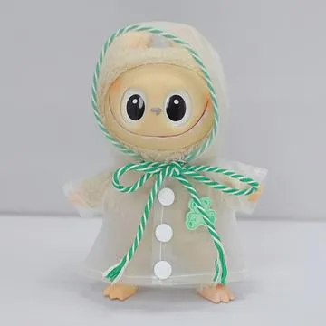 CARTOON BEAR PRINT HOODED RAINCOAT FOR LABUBU DOLL 17CM