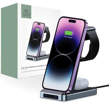 TECH-PROTECT QI15W-A26 3-IN-1 WIRELESS CHARGER 15W - BLACK