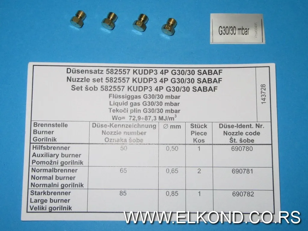 DIZNA PROPAN BUTAN SET 4kom GORENJE G30 582557