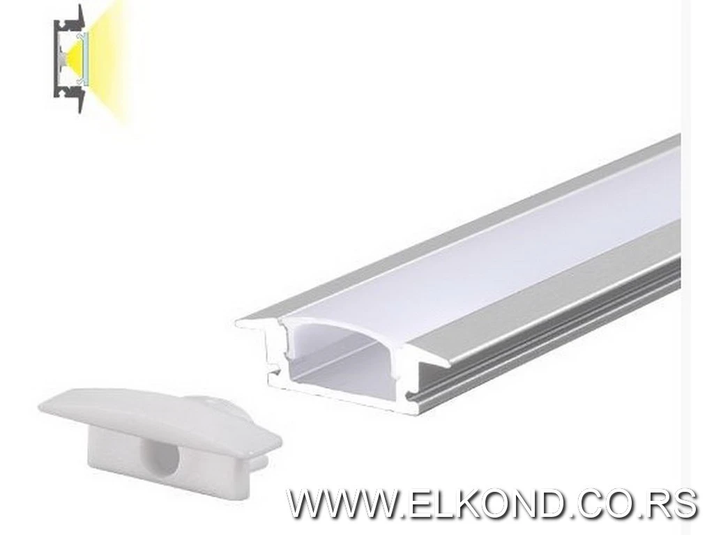 ALU PROFIL SET ZA LED TRAKE 24,7X7 mm UGRADNI-NAG