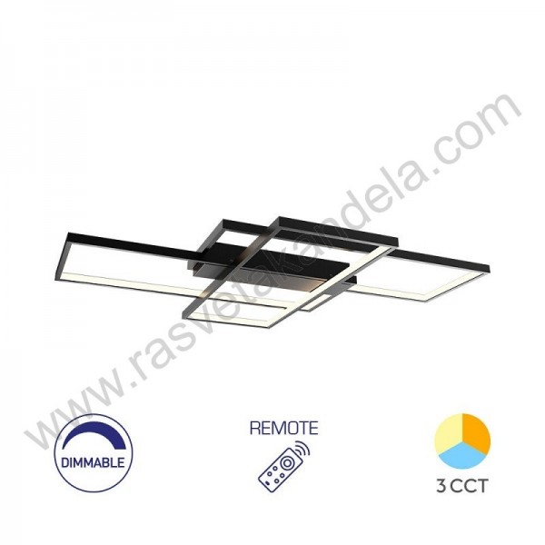 Led luster plafonjera 3CCT 80W crna sa daljinskim BRY-NELA-SS3-RND-BLC